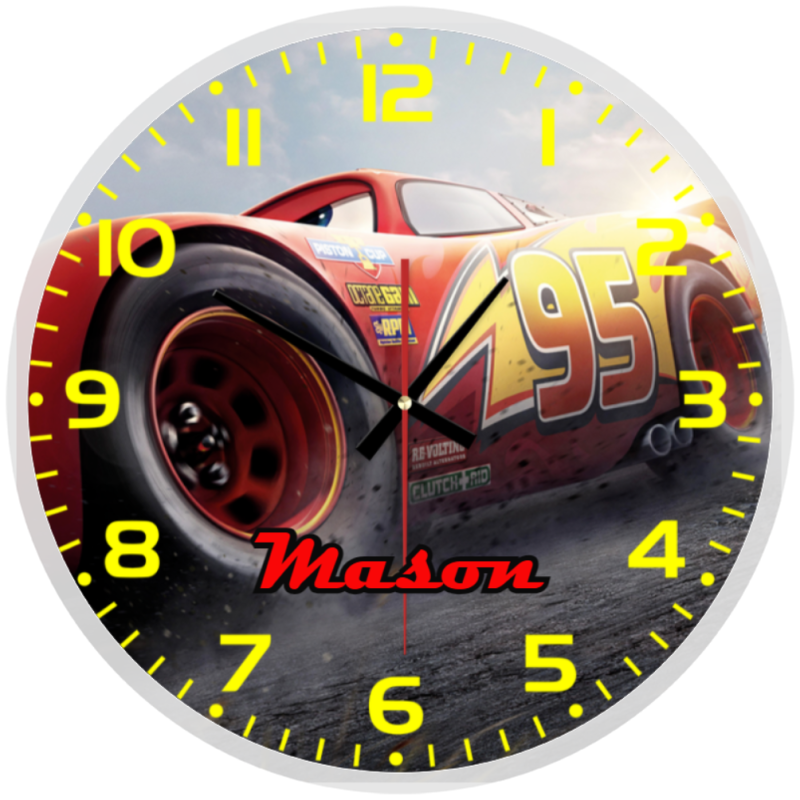 Disney Pixar Cars glass wall clock for your kid's décor