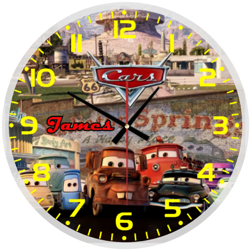 Disney Pixar Cars glass wall clock for your kid's décor